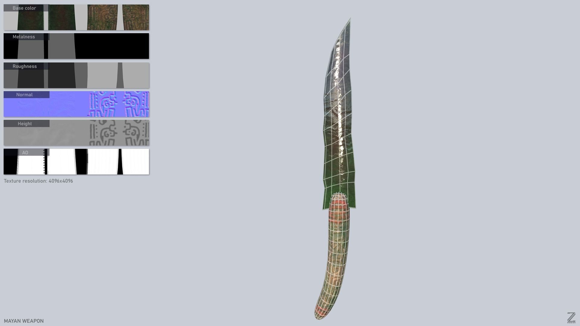 3D model Mayan weapon VR / AR / low-poly | CGTrader