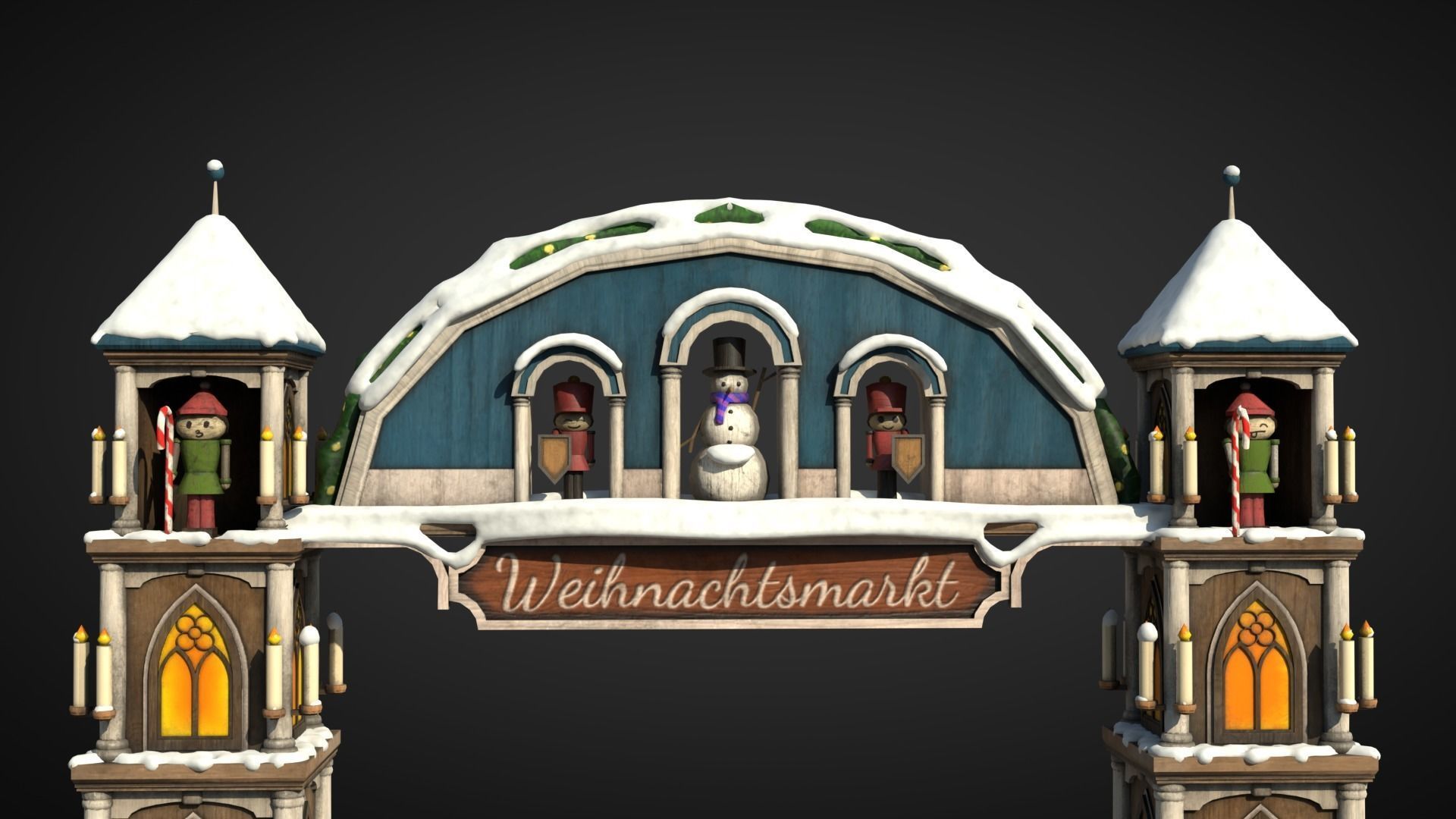 German christmas market gate 3D model | CGTrader