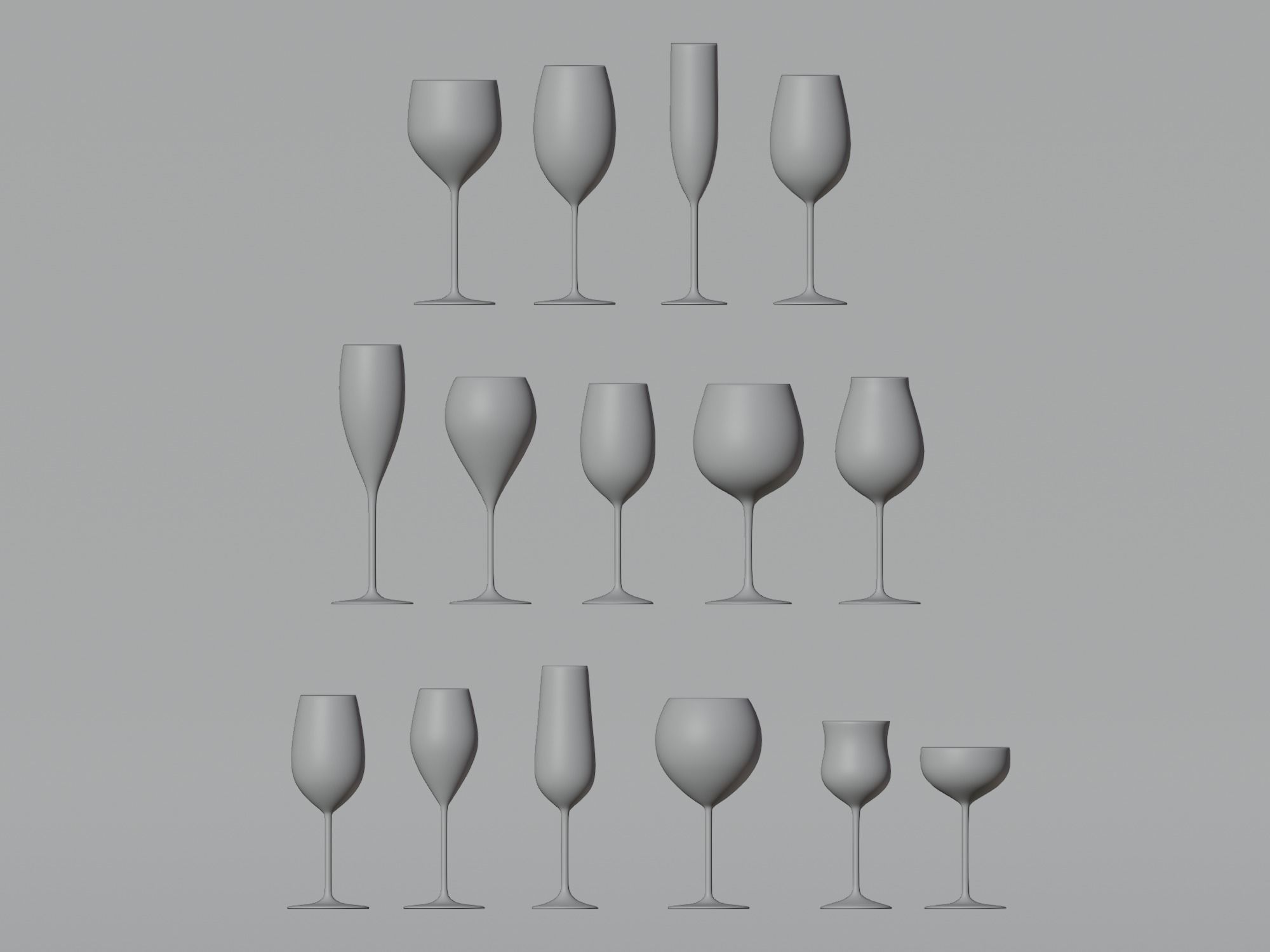 Set of Wine Glass 3D Model 3D model | CGTrader
