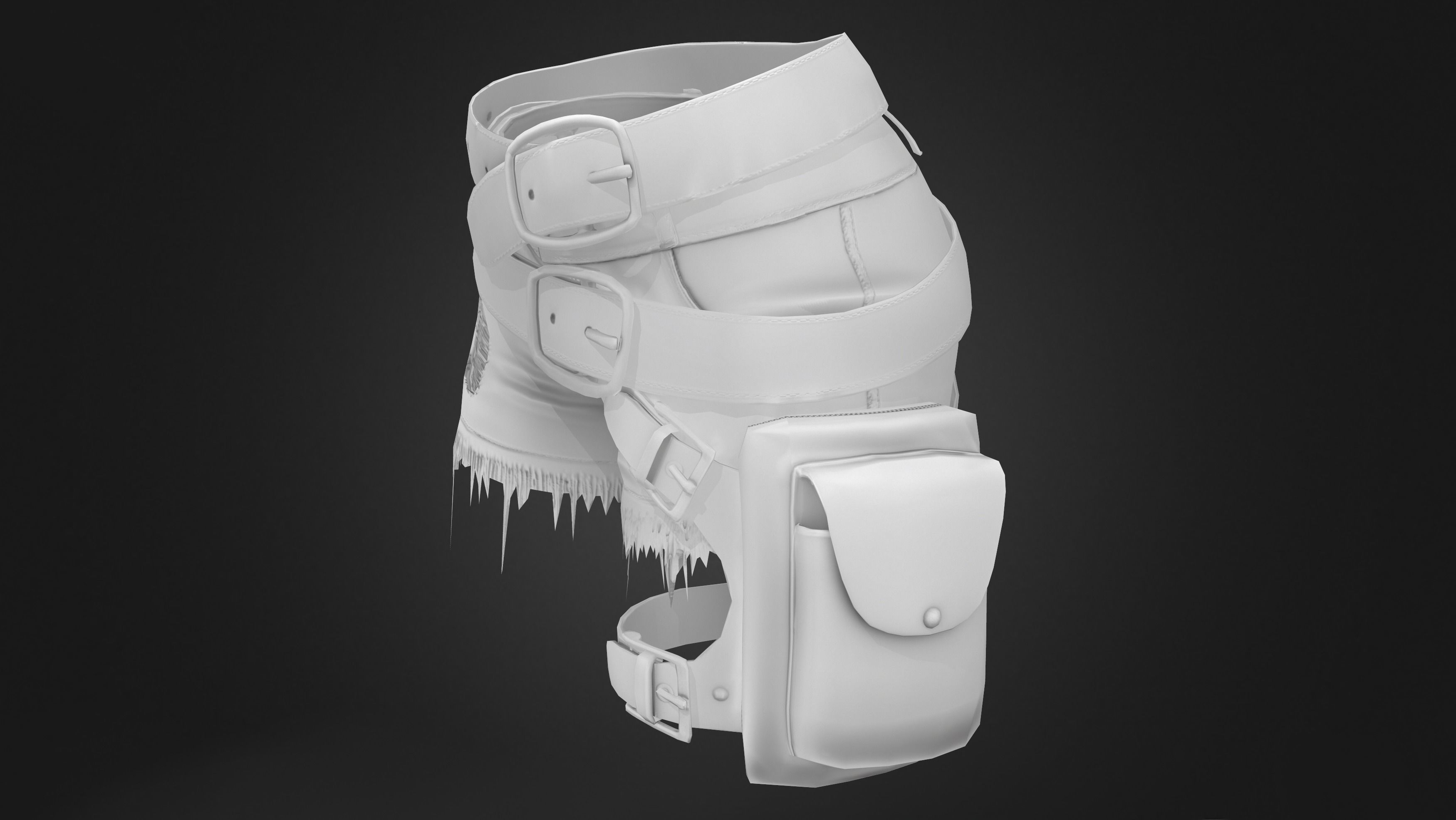 3D model Female Torn Mini Denim Short With Utility Pocket and Belts VR ...