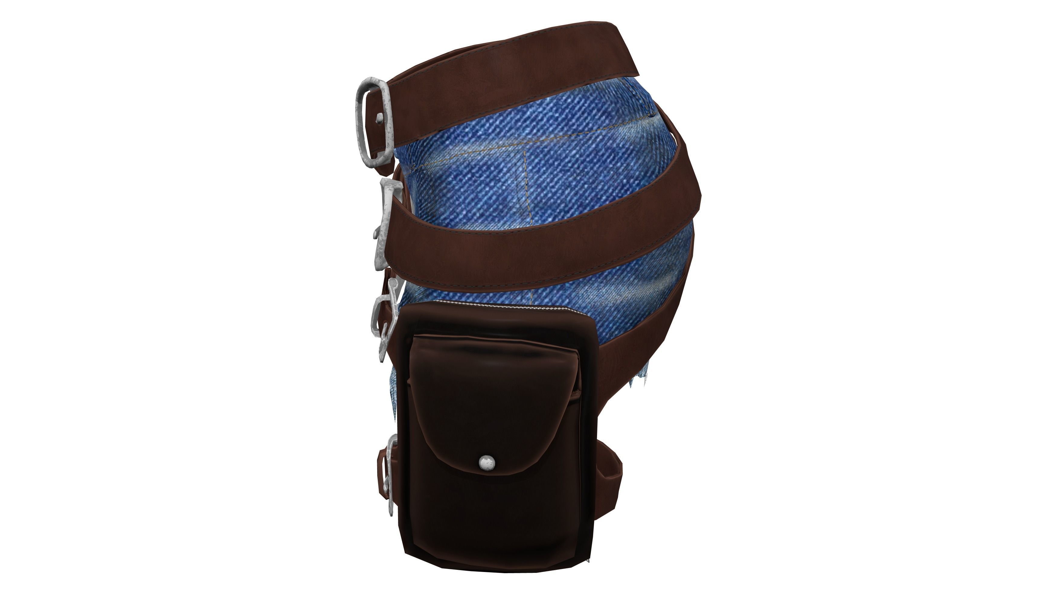 3D model Female Torn Mini Denim Short With Utility Pocket and Belts VR ...