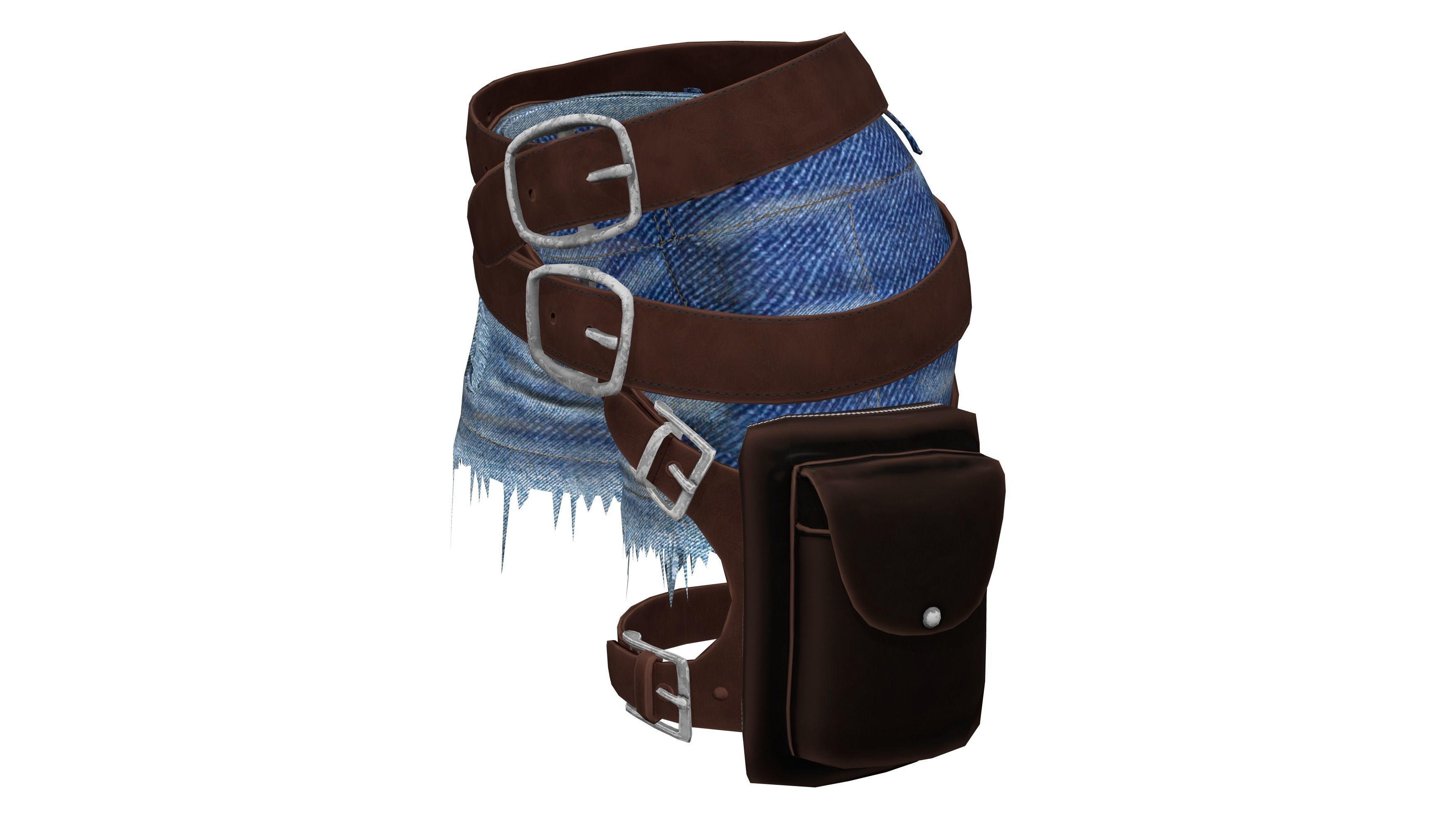 3D model Female Torn Mini Denim Short With Utility Pocket and Belts VR ...