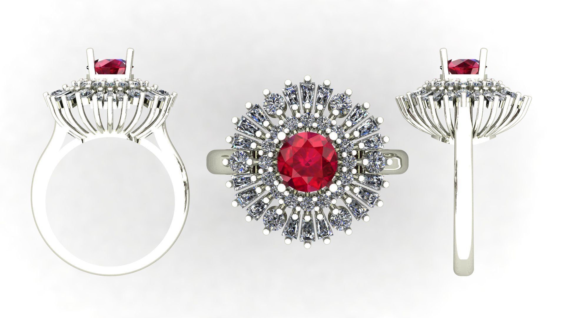 Beautiful Round Ruby Engagement ring 3d model 3D model 3D printable | CGTrader