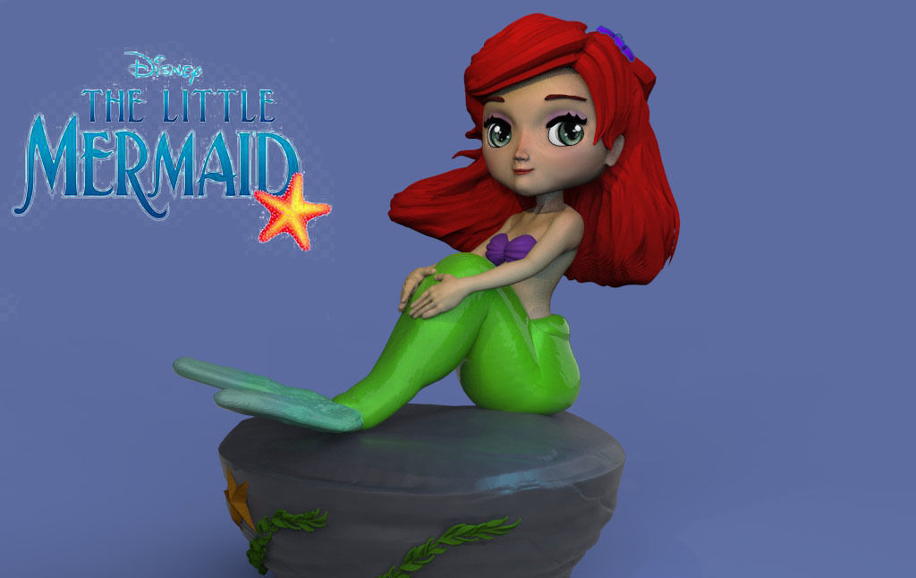 Ariel Mermaid 3D model 3D printable | CGTrader