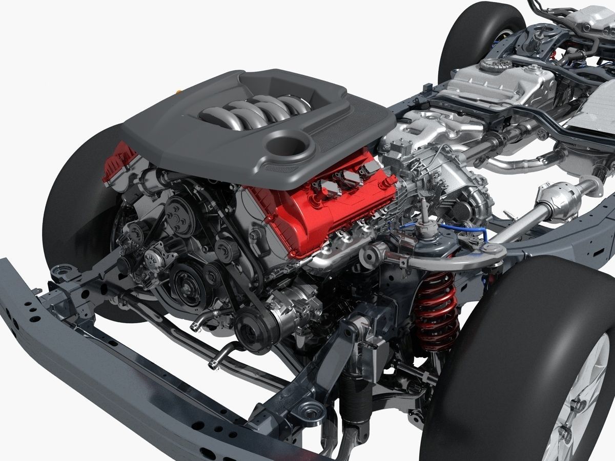 SUV Chassis with Engine 3D model | CGTrader
