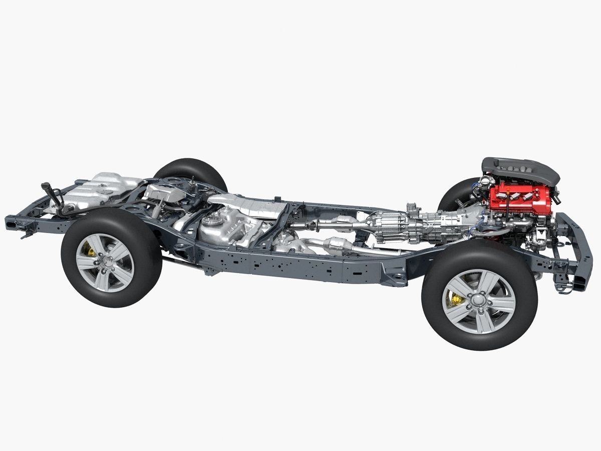 SUV Chassis with Engine 3D model | CGTrader