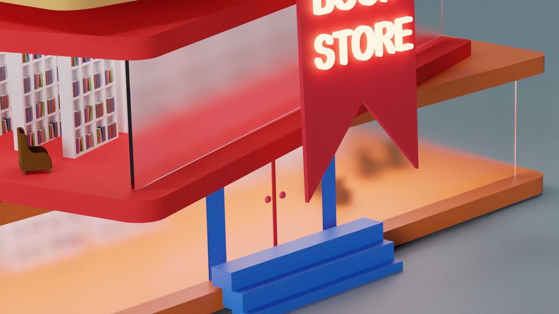 Miniature Library 3D blender 3D model | CGTrader