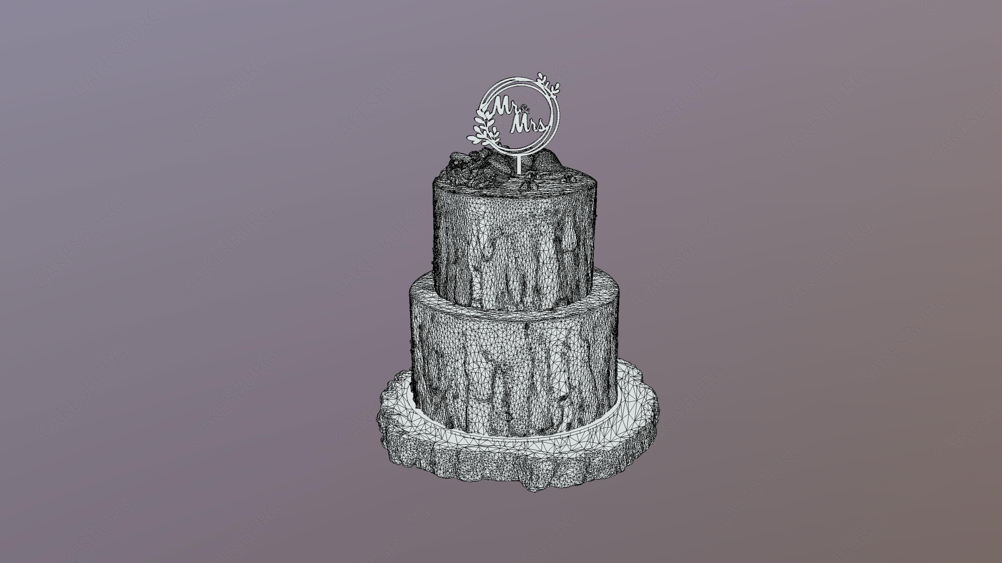 3D model Elegant Mr and Mrs Berry Wedding Cake VR / AR / low-poly ...