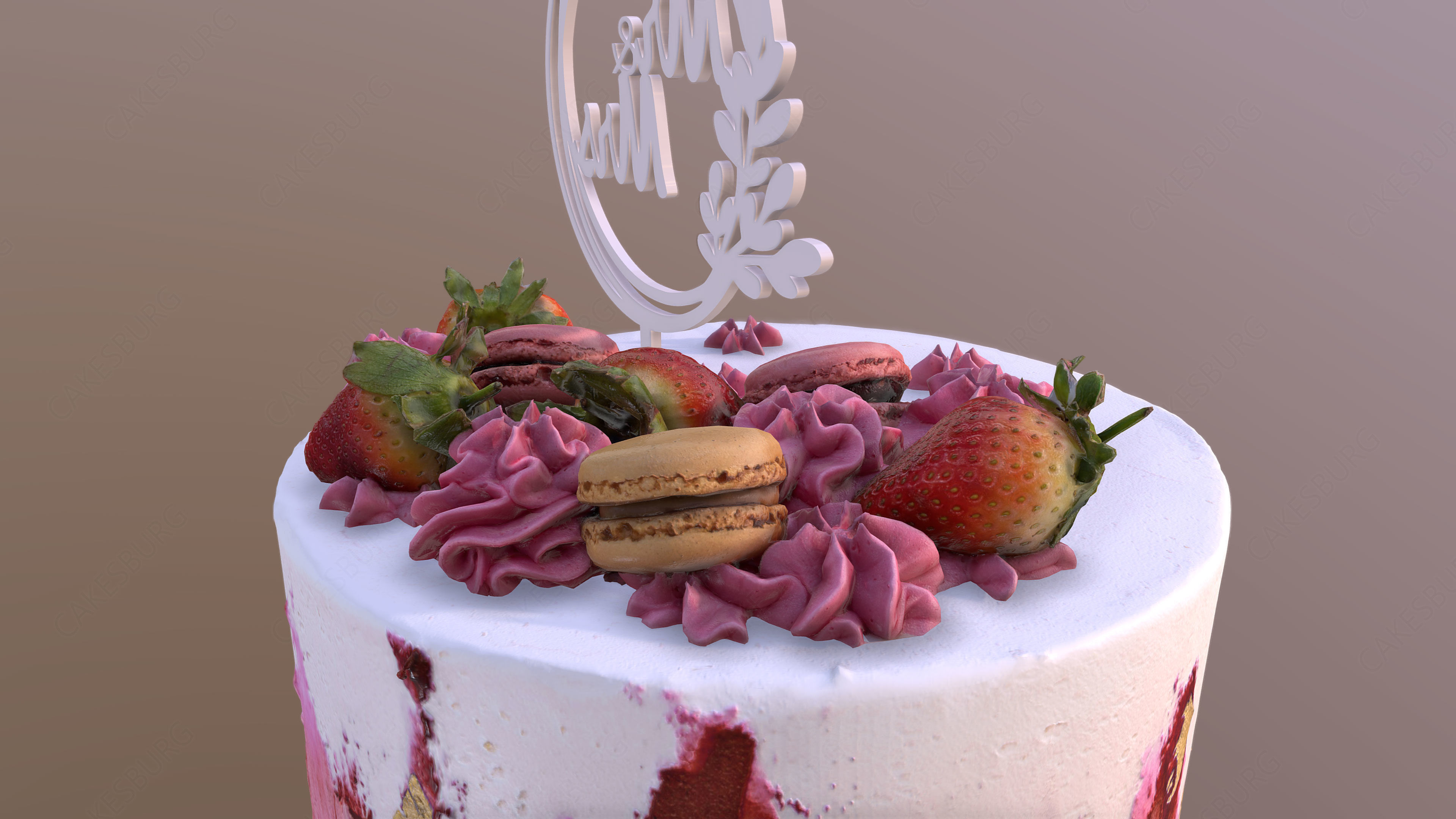 3D model Elegant Mr and Mrs Berry Wedding Cake VR / AR / low-poly ...