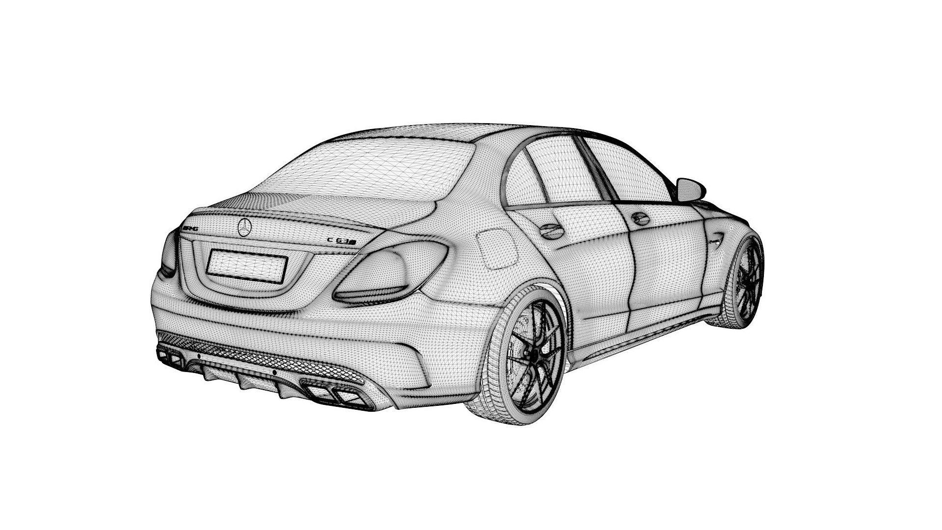 Mercedes C63 S AMG 3D model animated rigged | CGTrader