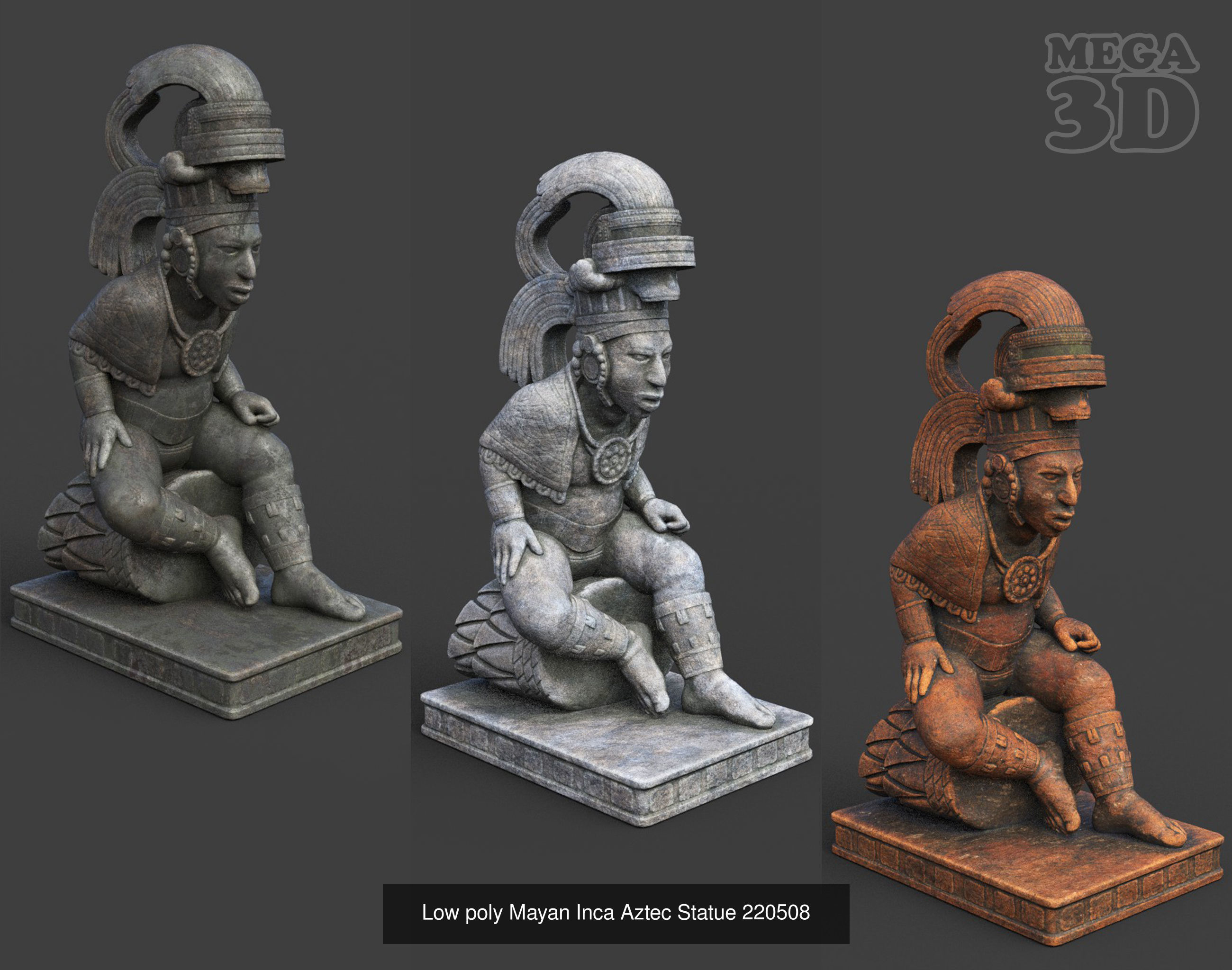 05 Low poly Mayan Statues 3D model Collection 1 VR / AR / low-poly ...