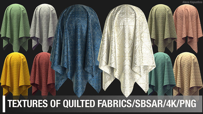 10 Textures of quilted fabrics SBSAR PNG 4K Texture | CGTrader