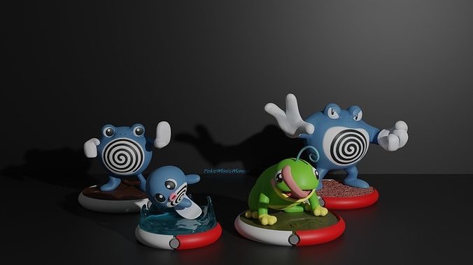 Poliwag Poliwhirl Poliwrath and Politoed 3D print model 3D model 3D ...