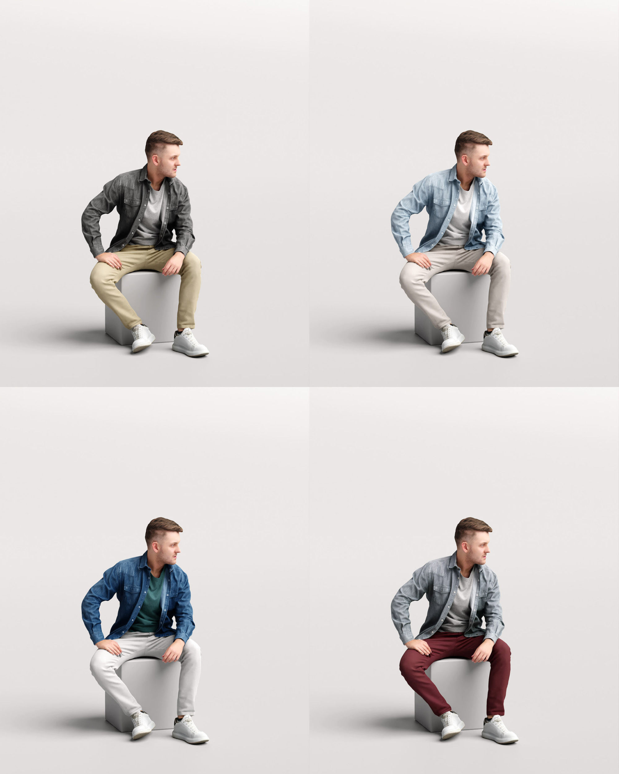 Humano 12- Collection 2203 - SITTING PEOPLE - 12 x 3D models 3D model ...