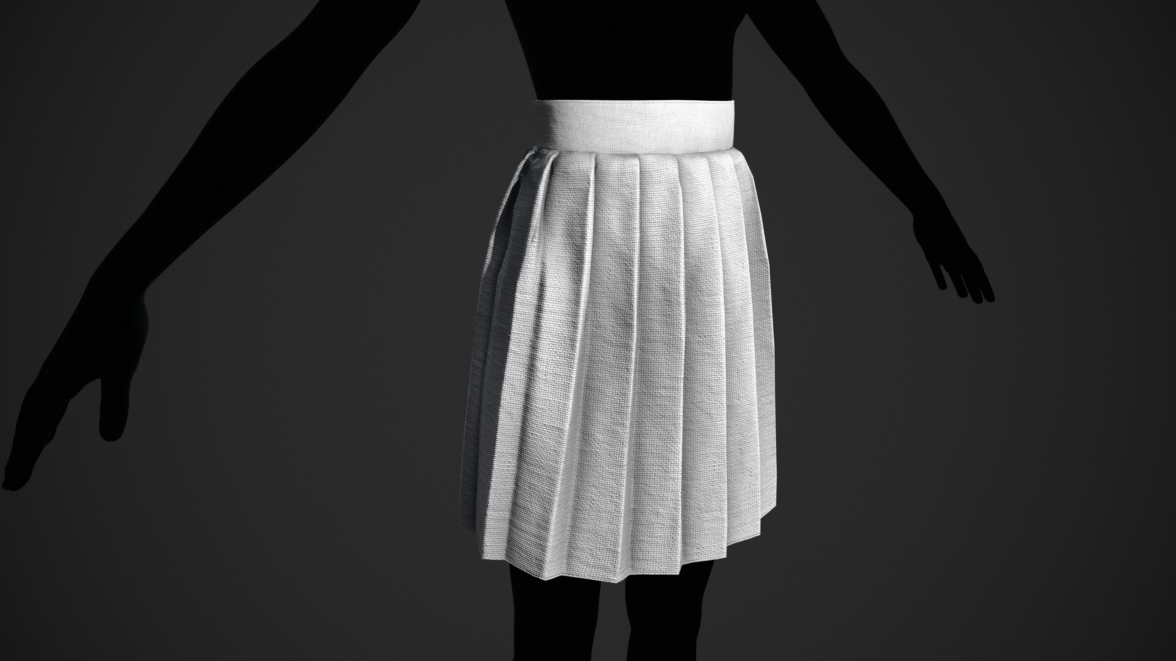 3D model White Knife Pleated Skirt VR / AR / low-poly | CGTrader
