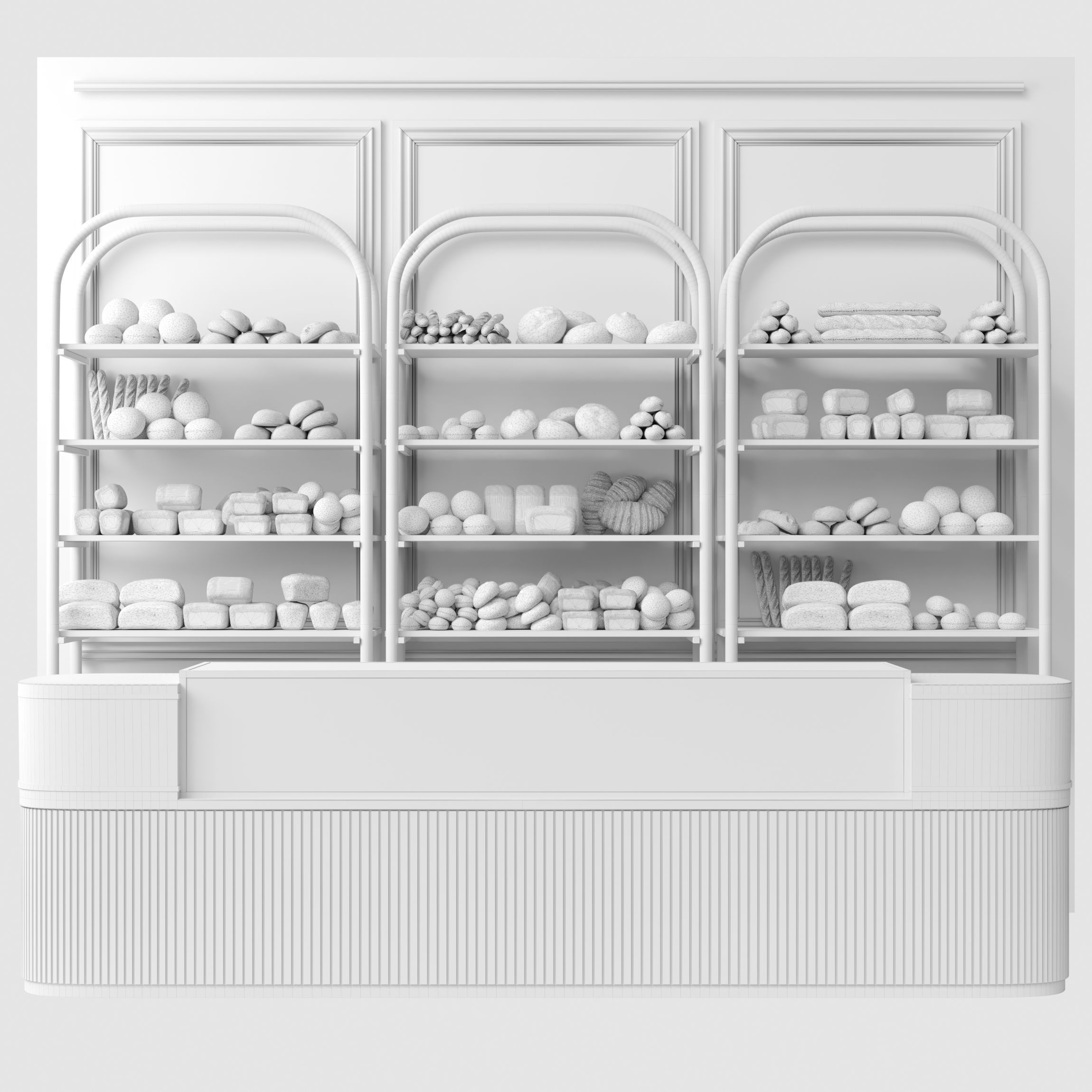 Large bakery with pastries and desserts 3D model | CGTrader