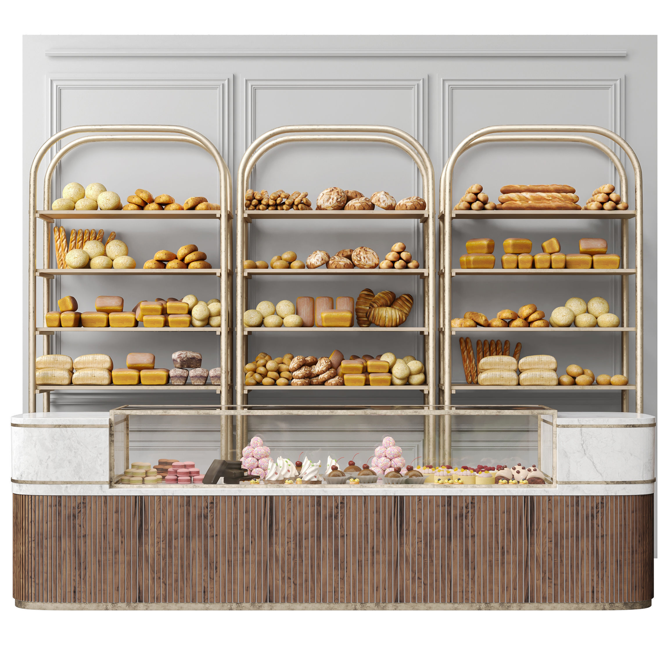 Large bakery with pastries and desserts 3D model | CGTrader