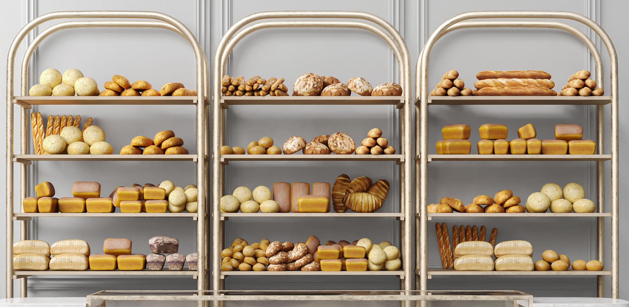 Large bakery with pastries and desserts 3D model | CGTrader