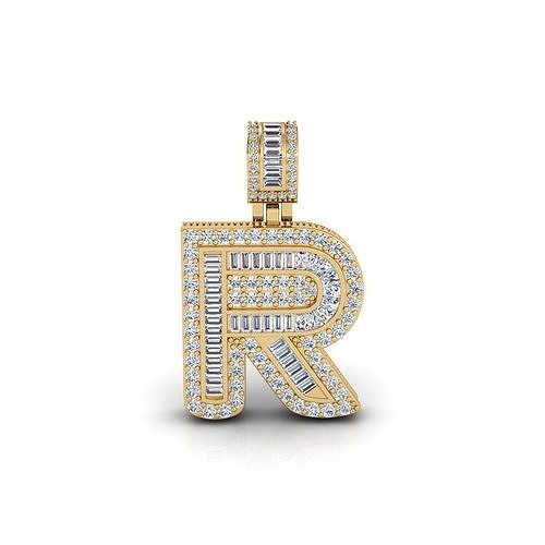 R Capital Latter With Baguette Diamond 3d Model and Render 3D model 3D ...