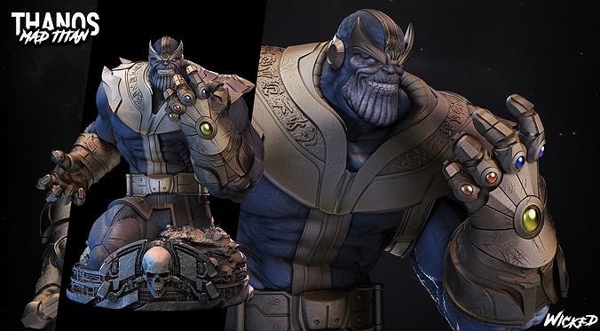 Wicked Marvel Thanos Comic Bust ready for 3d printing 3D model 3D printable | CGTrader