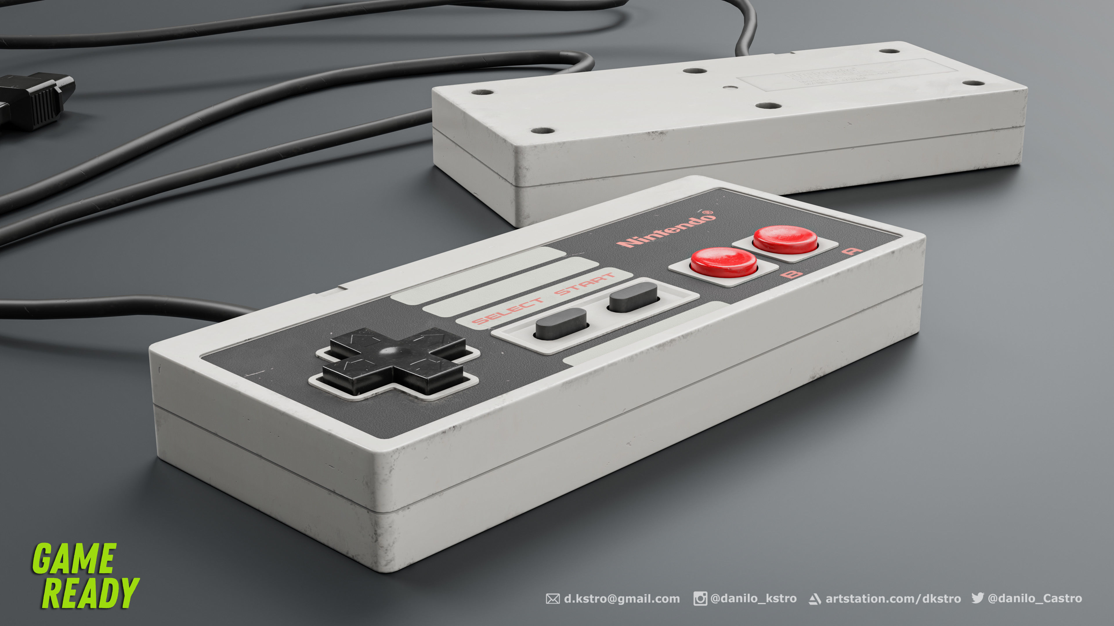 3D model NES Console control - Lowpoly - 4k Textures VR / AR / low-poly ...