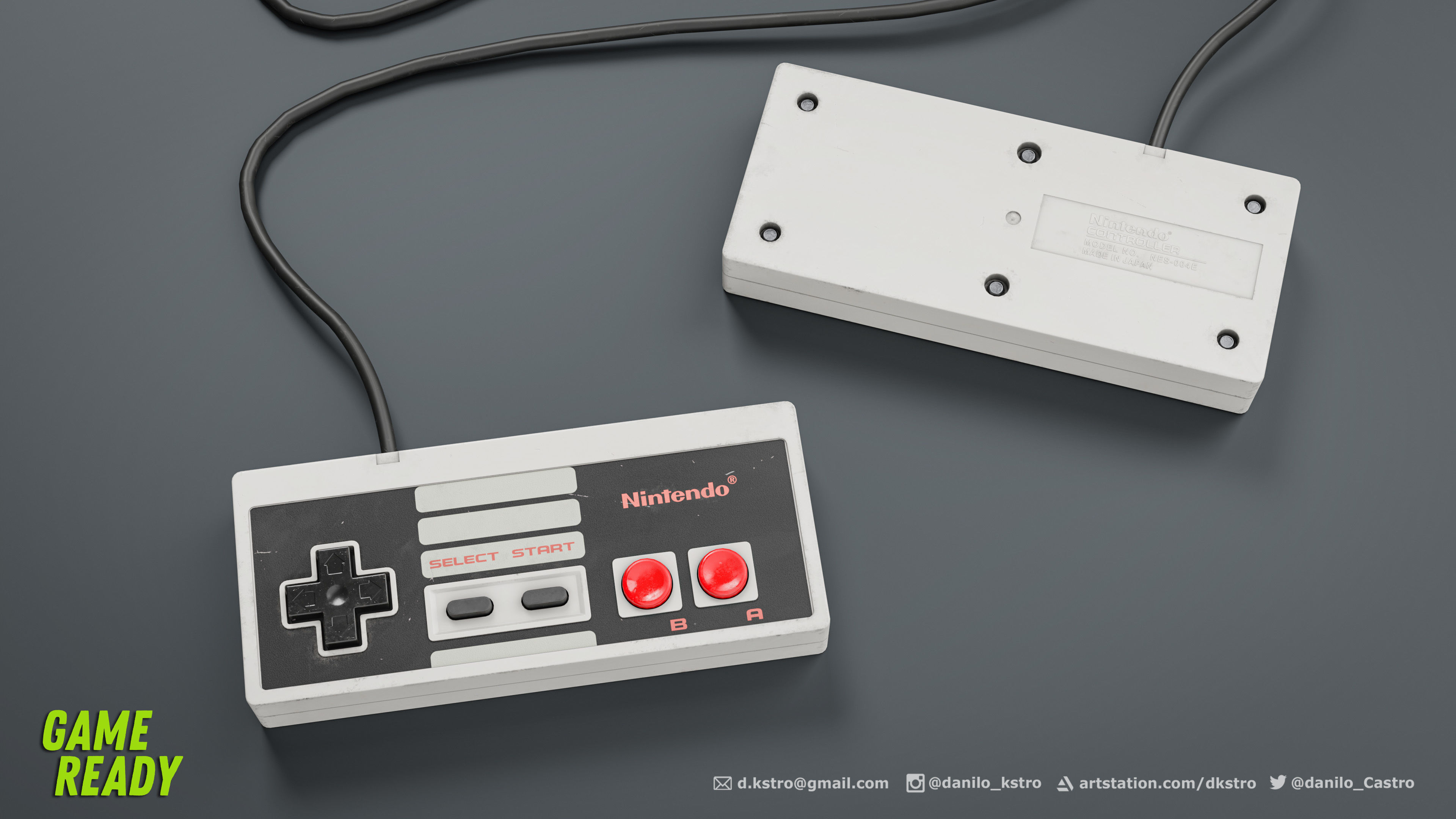 3D model NES Console control - Lowpoly - 4k Textures VR / AR / low-poly ...
