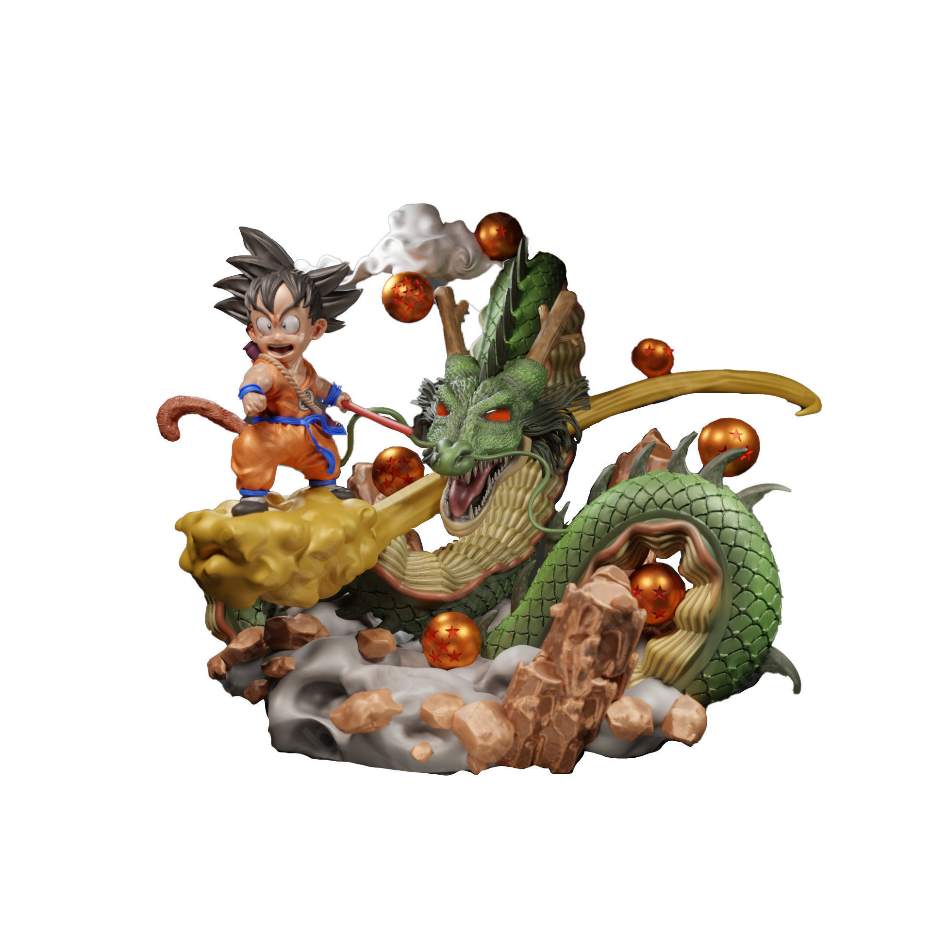 Diorama goku and shenlong dragon ball 3D model 3D printable | CGTrader