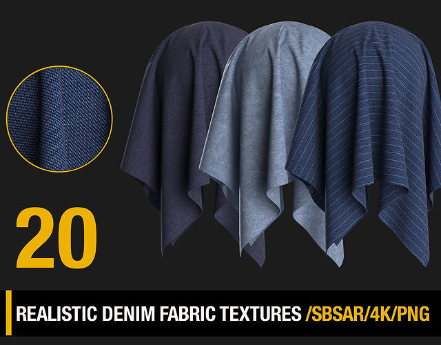 20 Realistic denim fabric textures SBSAR PNG 4K Texture | CGTrader