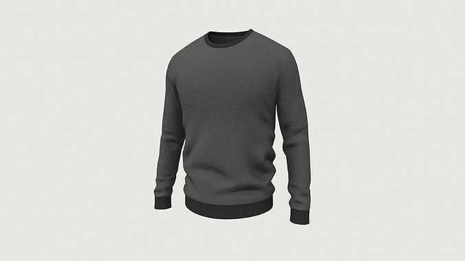 3D model Sweater full sleeves grey VR / AR / low-poly | CGTrader