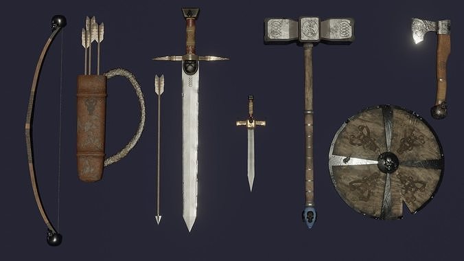 3D model Skull weapon pack VR / AR / low-poly | CGTrader