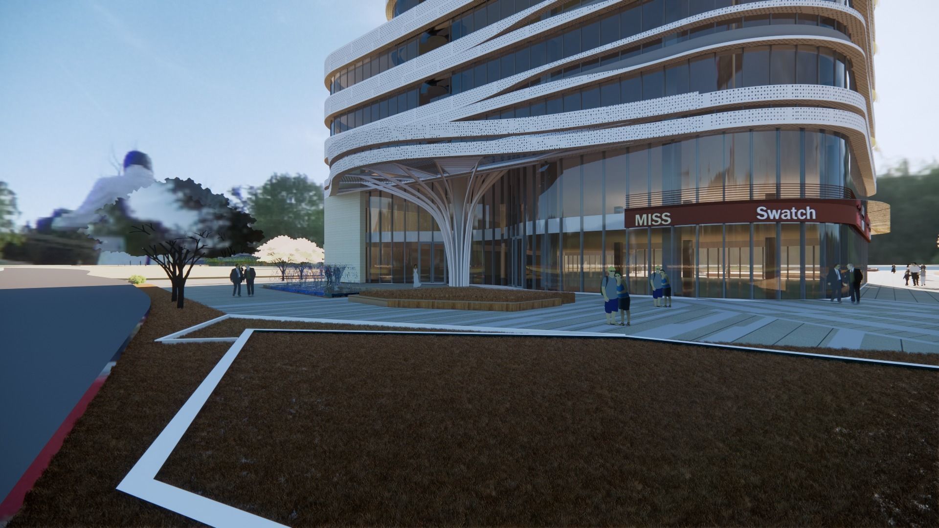 MULTI-STEP BACK DESIGN- The office building 3D model | CGTrader