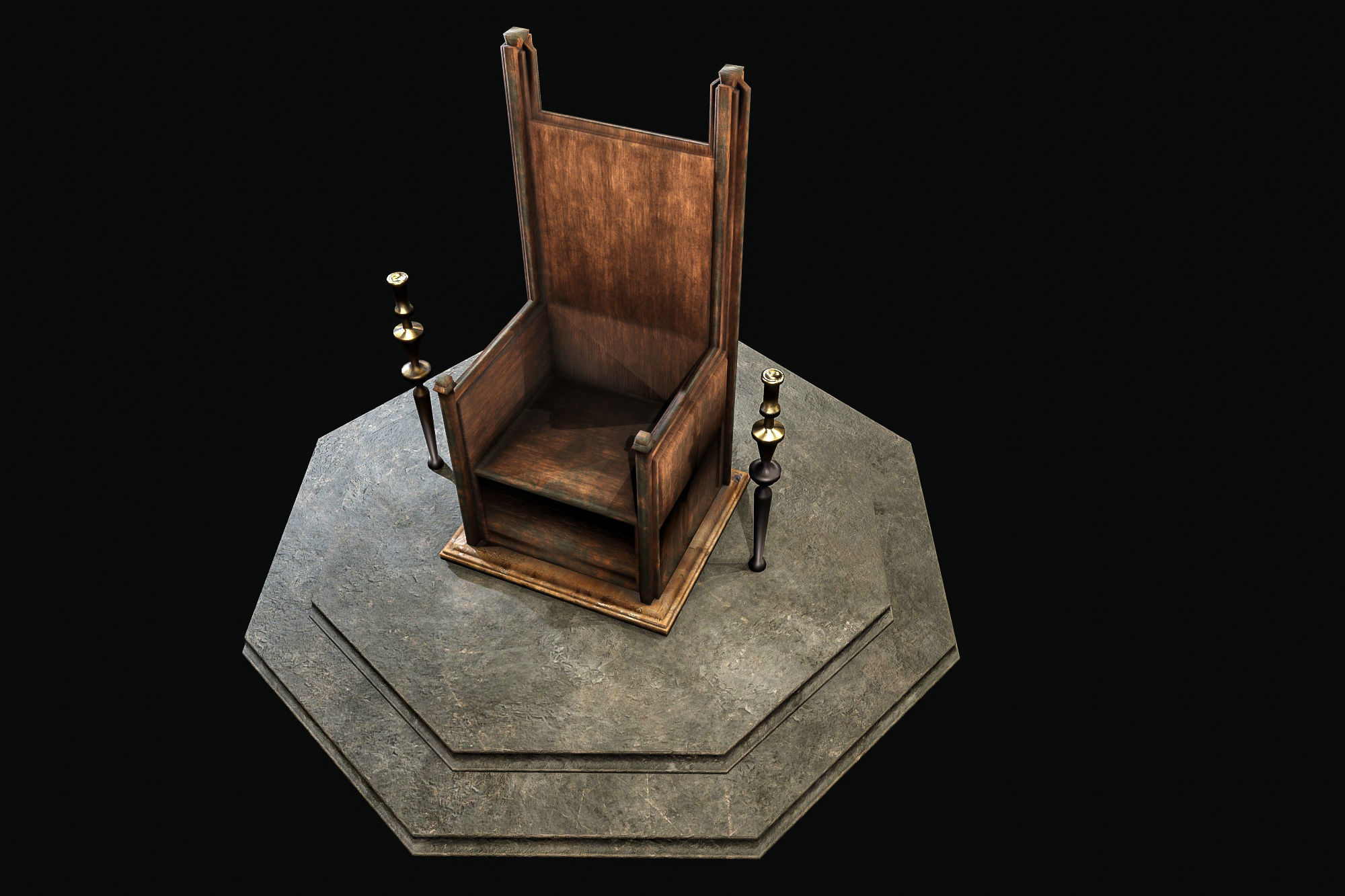3D model old wooden throne VR / AR / low-poly | CGTrader