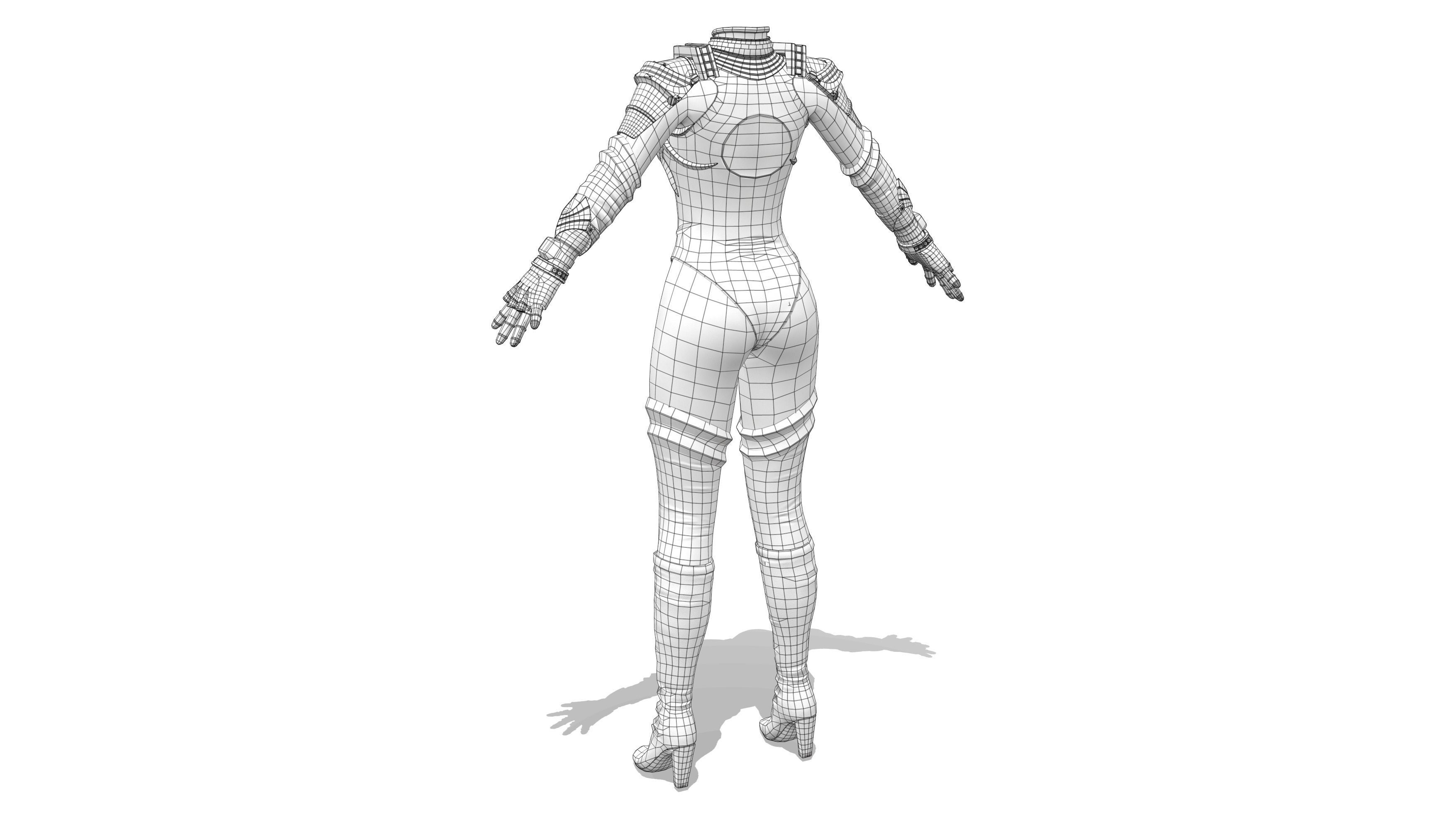 3D model Female Black Sci-Fi Futuristic Full Body Armour Suit VR / AR ...