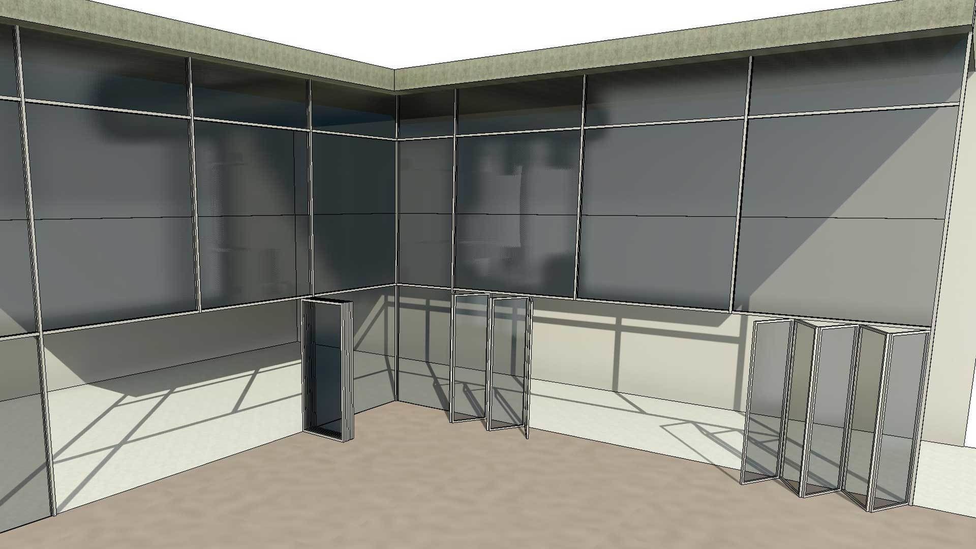 Fully Parametric Curtain Wall BiFold Doors Panels 3D model | CGTrader