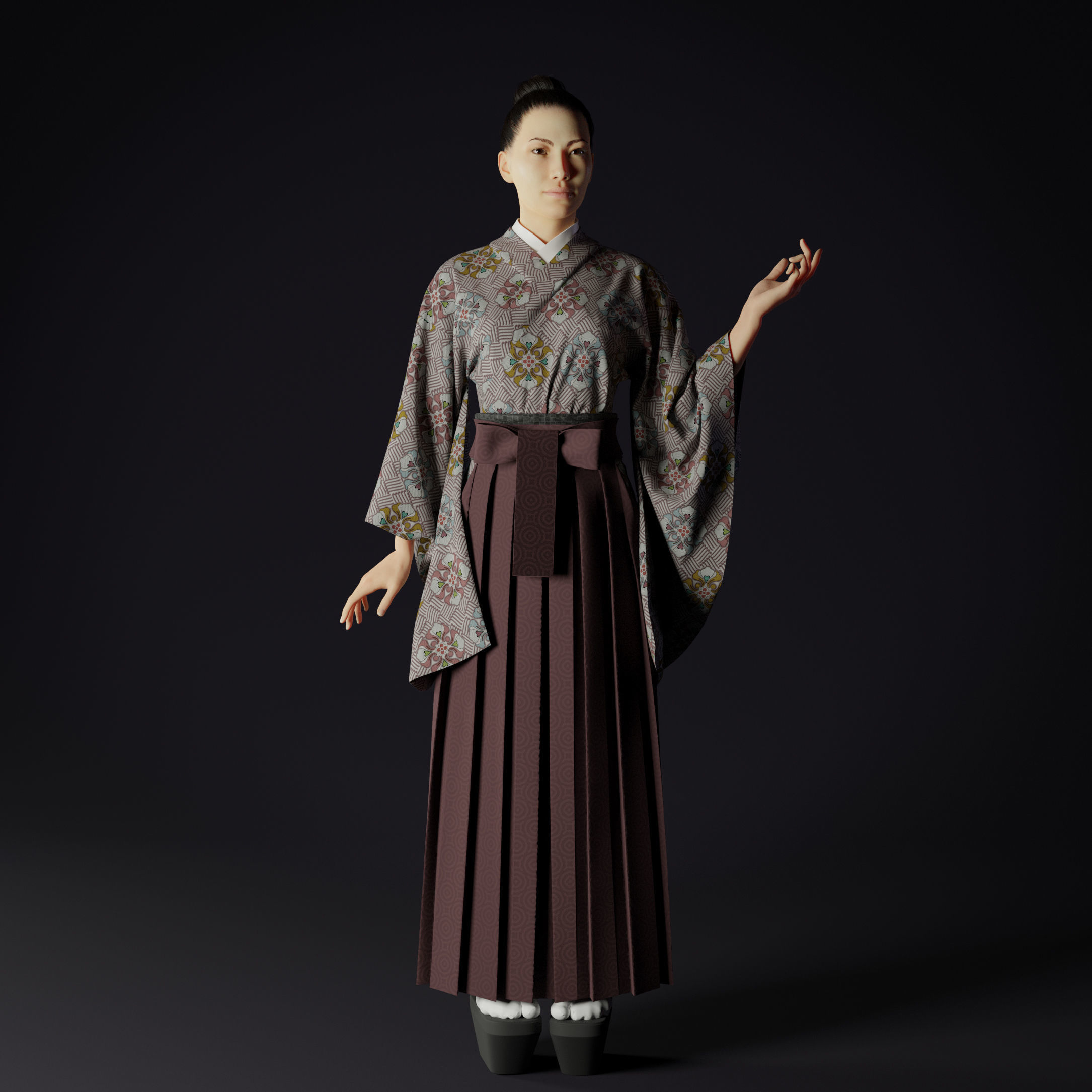 Kimono and Hakama Marvelous Designer Clo 3D project 3D model | CGTrader