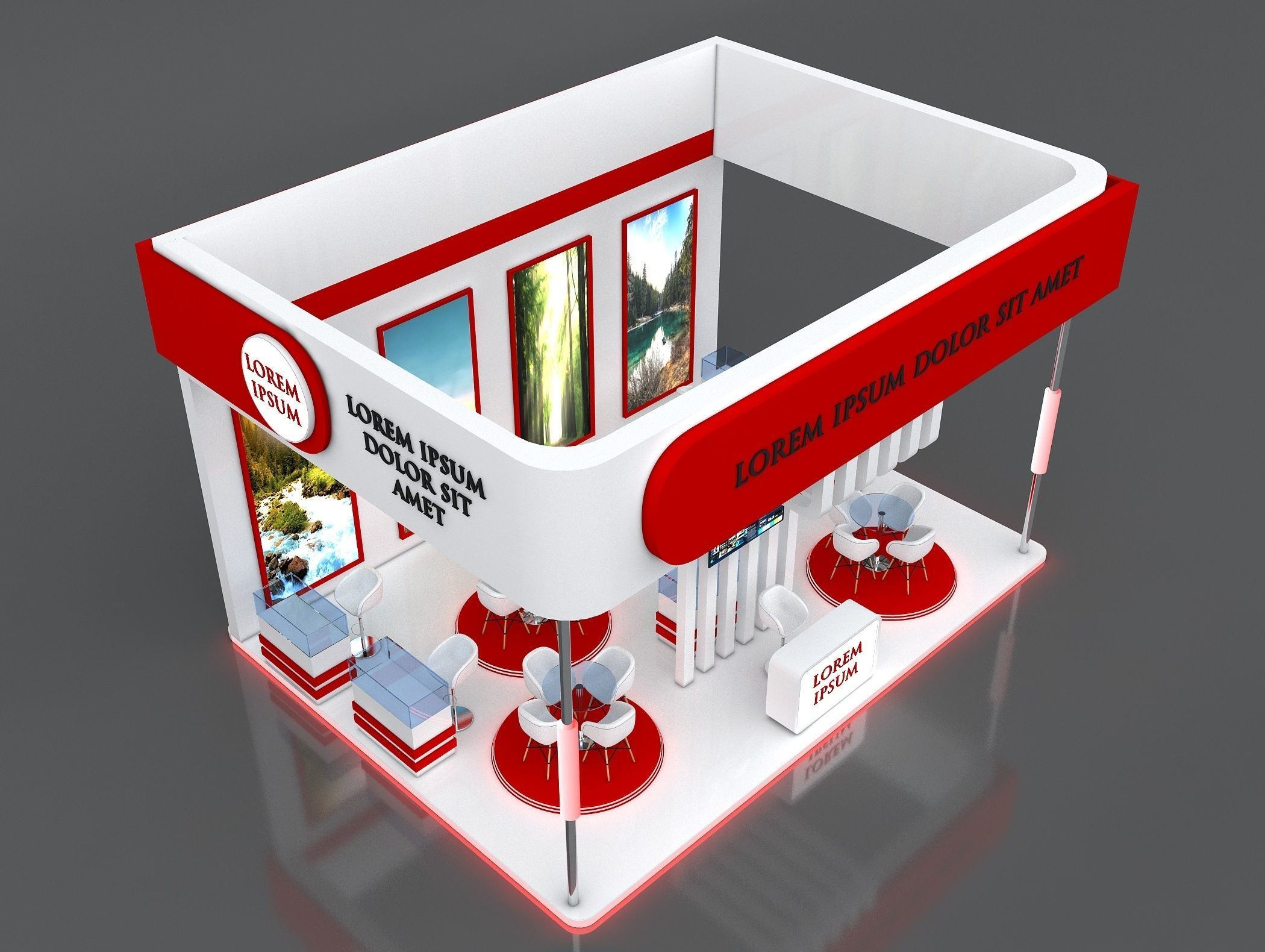 Booth Exhibition Stand Stall 8x6m Height 500 cm 3 Side Open 3D model ...