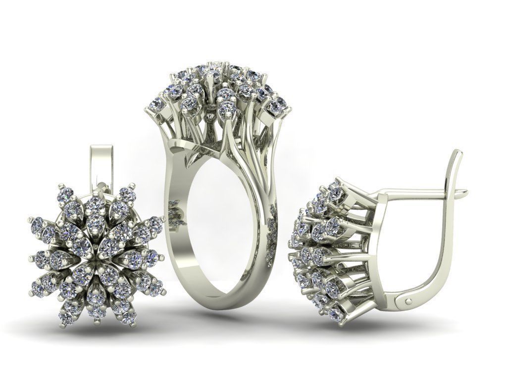 Vintage Diamond Cluster Set 3D model 3D printable | CGTrader