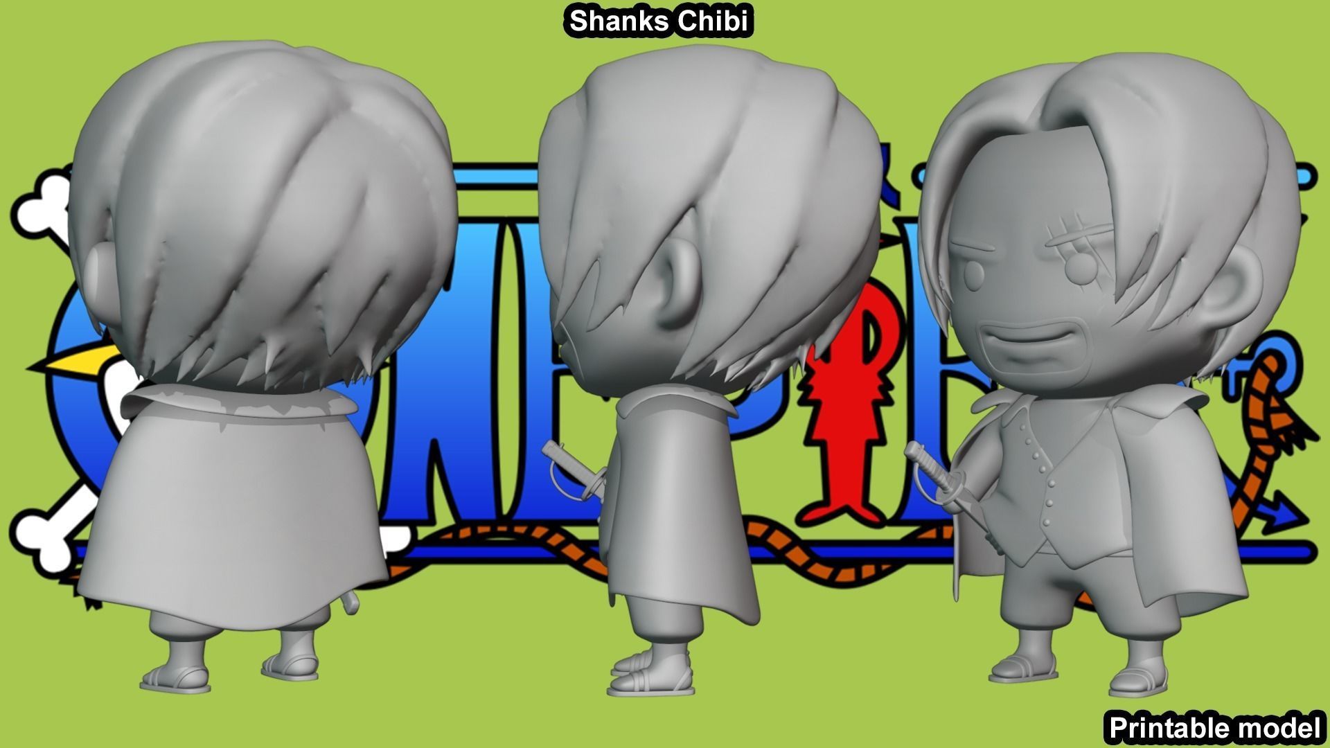 Shanks Chibi - One Piece 3D model 3D printable | CGTrader