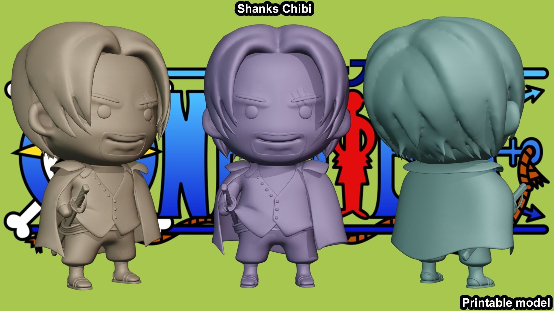 Shanks Chibi - One Piece 3D model 3D printable | CGTrader