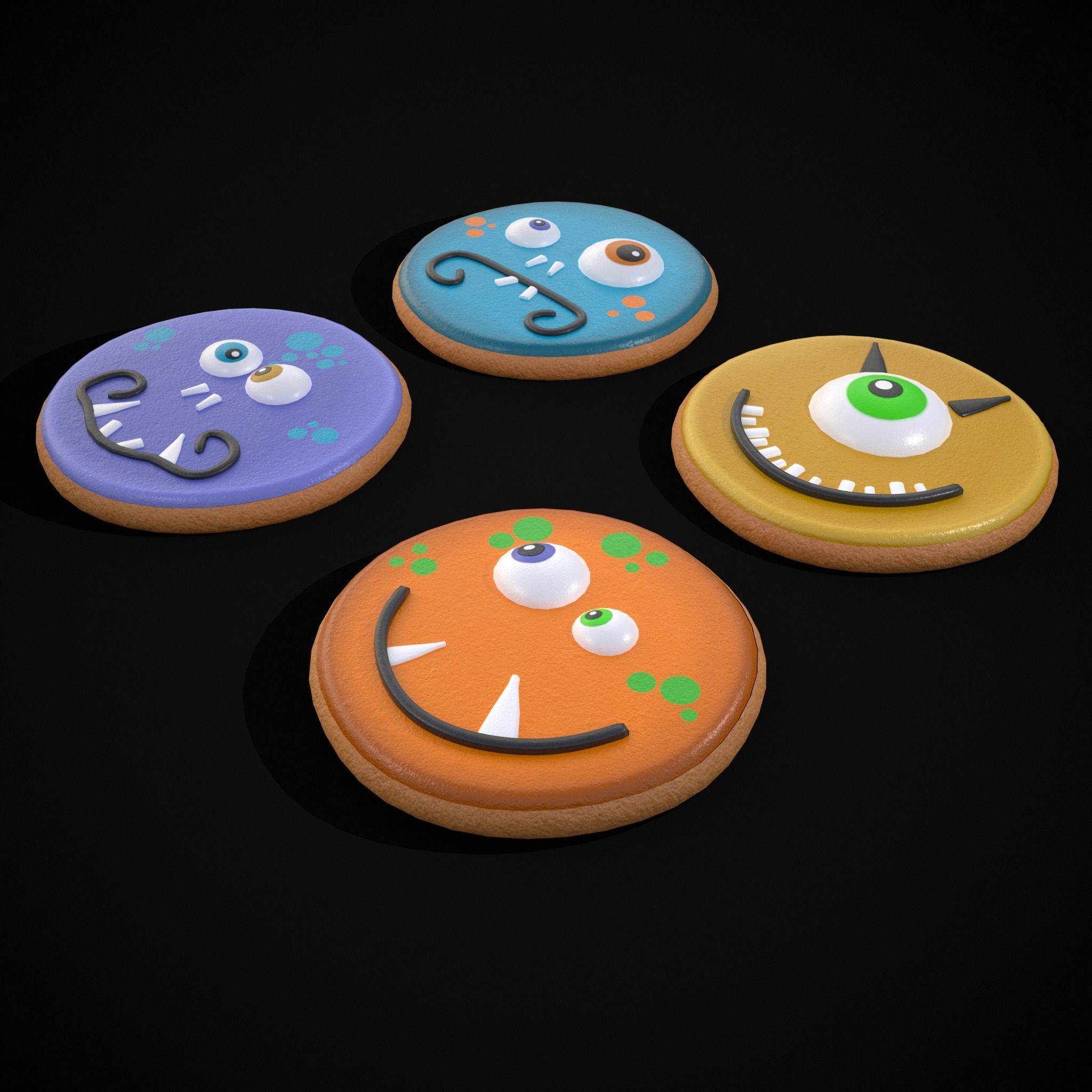 3D model Goofy Circle Monster Cookies VR / AR / low-poly | CGTrader