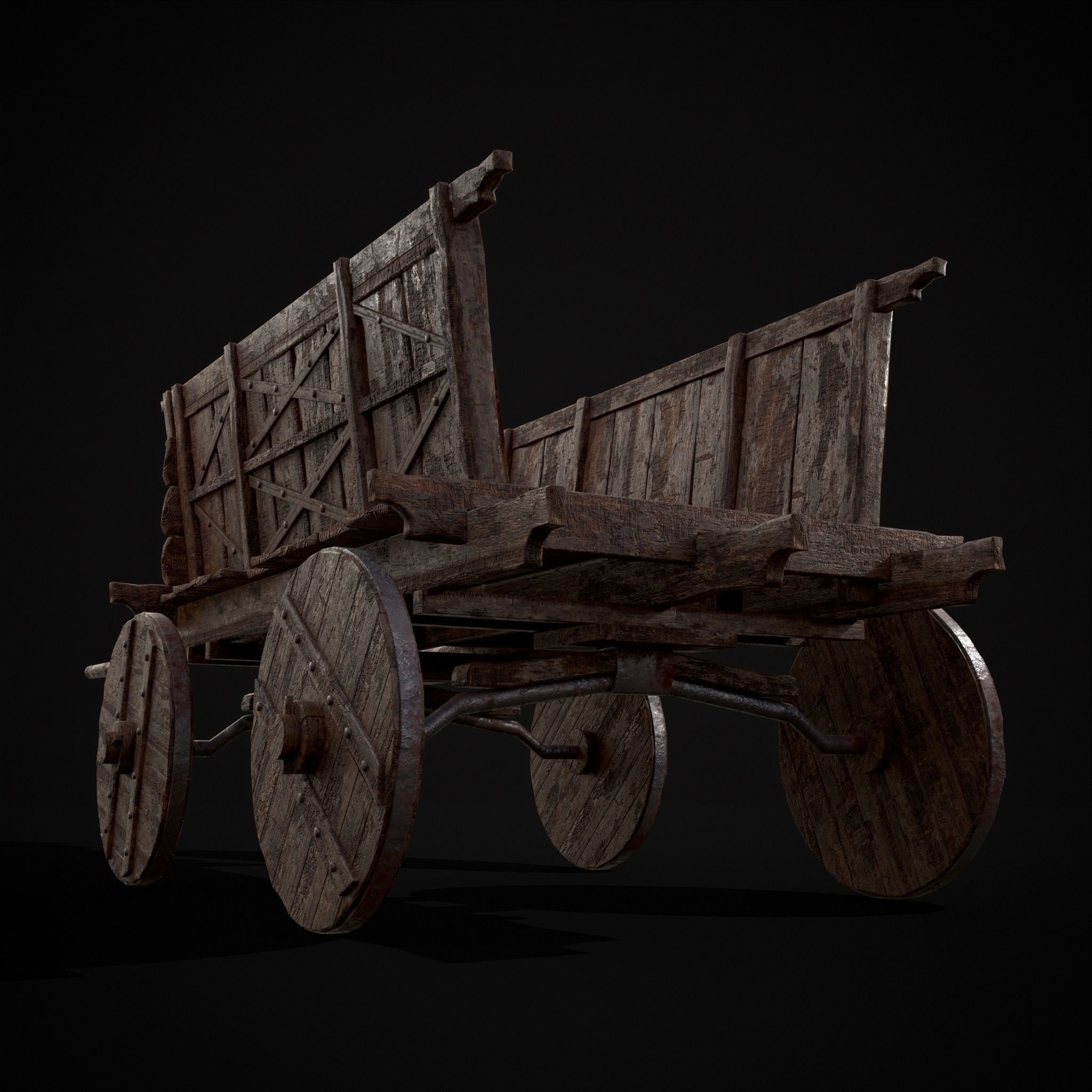 3D model Old Wooden Transport Cart VR / AR / low-poly | CGTrader