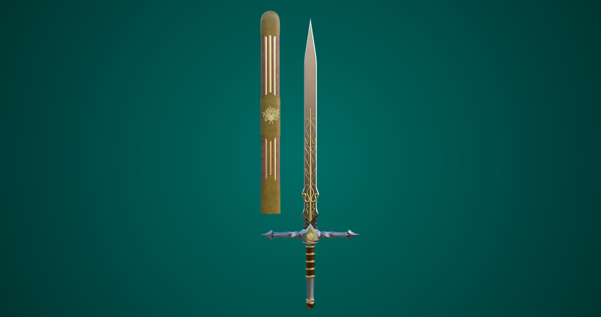 3D Model Collection 5 Fantasy Swords All PBR Unity UE Textures Included ...
