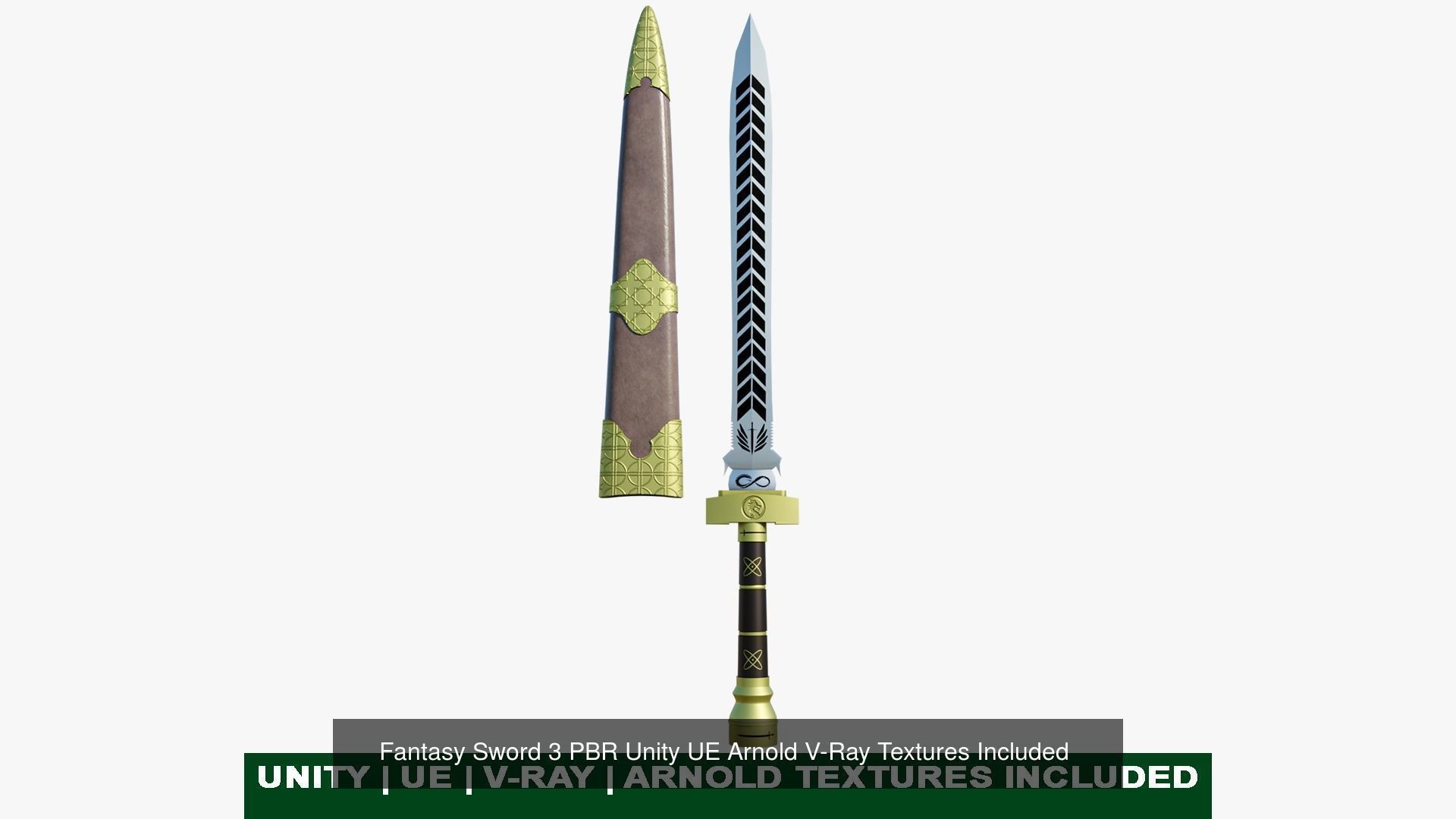 3D Model Collection 5 Fantasy Swords All PBR Unity UE Textures Included ...