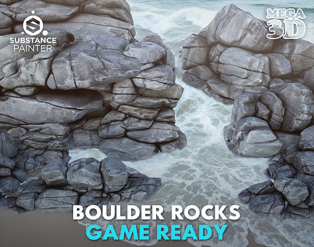 3D model Low poly Boulder Rock 230418 VR / AR / low-poly | CGTrader