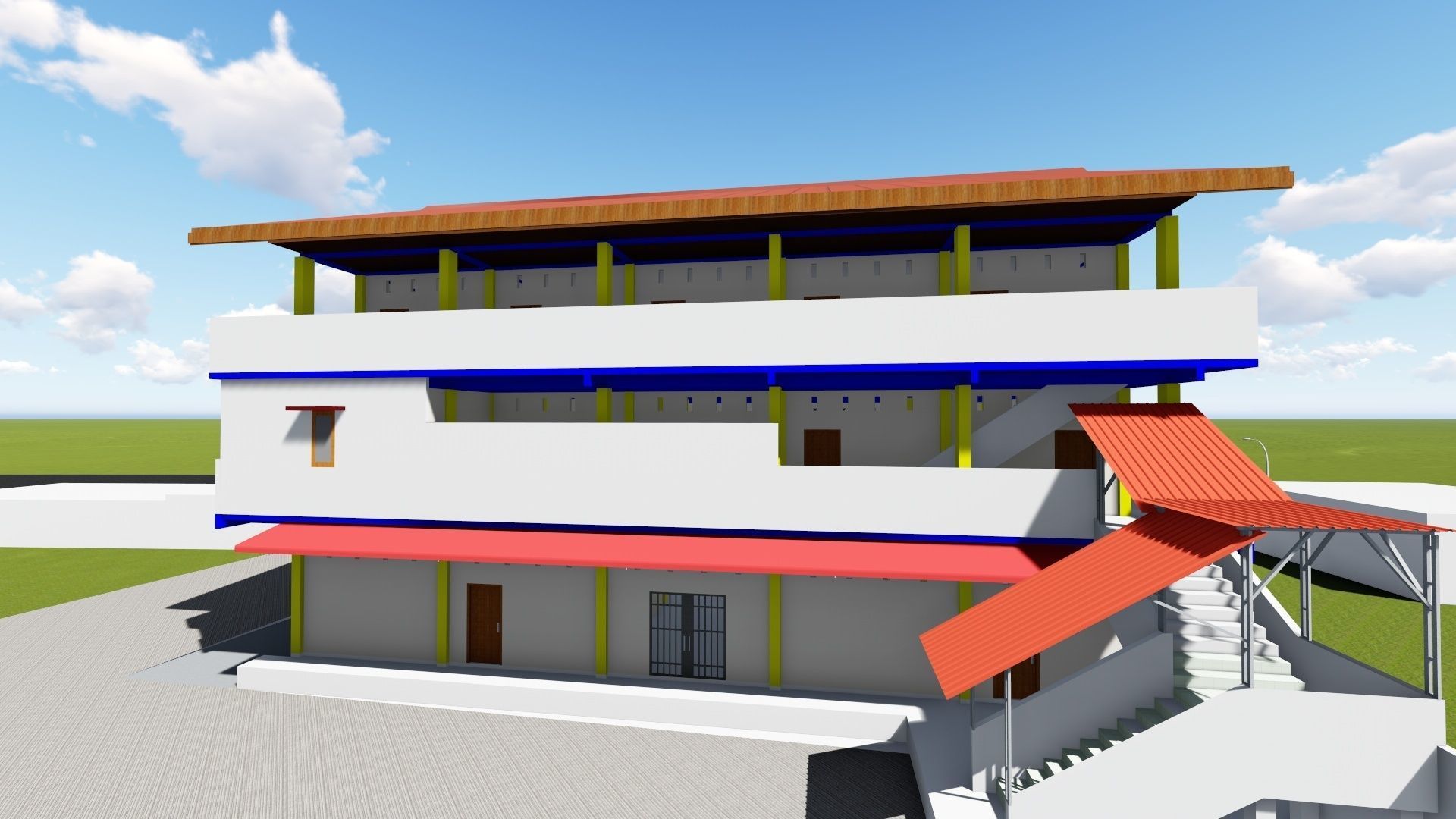 Minimalist School Design 3D model | CGTrader