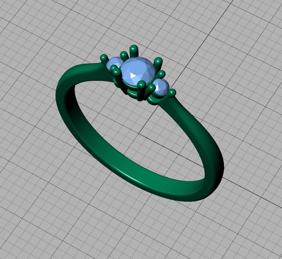 3 Stone Promise Ring with 15 pointer Diamond Promise Ring 3D model 3D ...