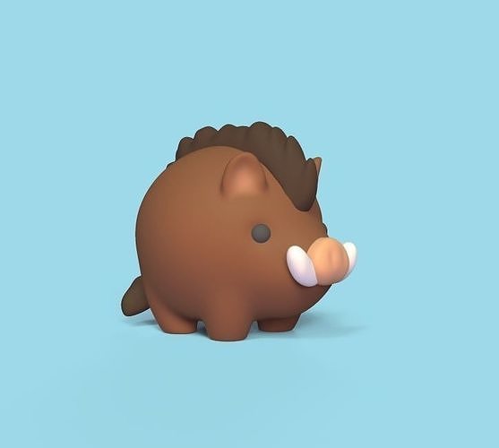 Round Boar 3D model 3D printable | CGTrader