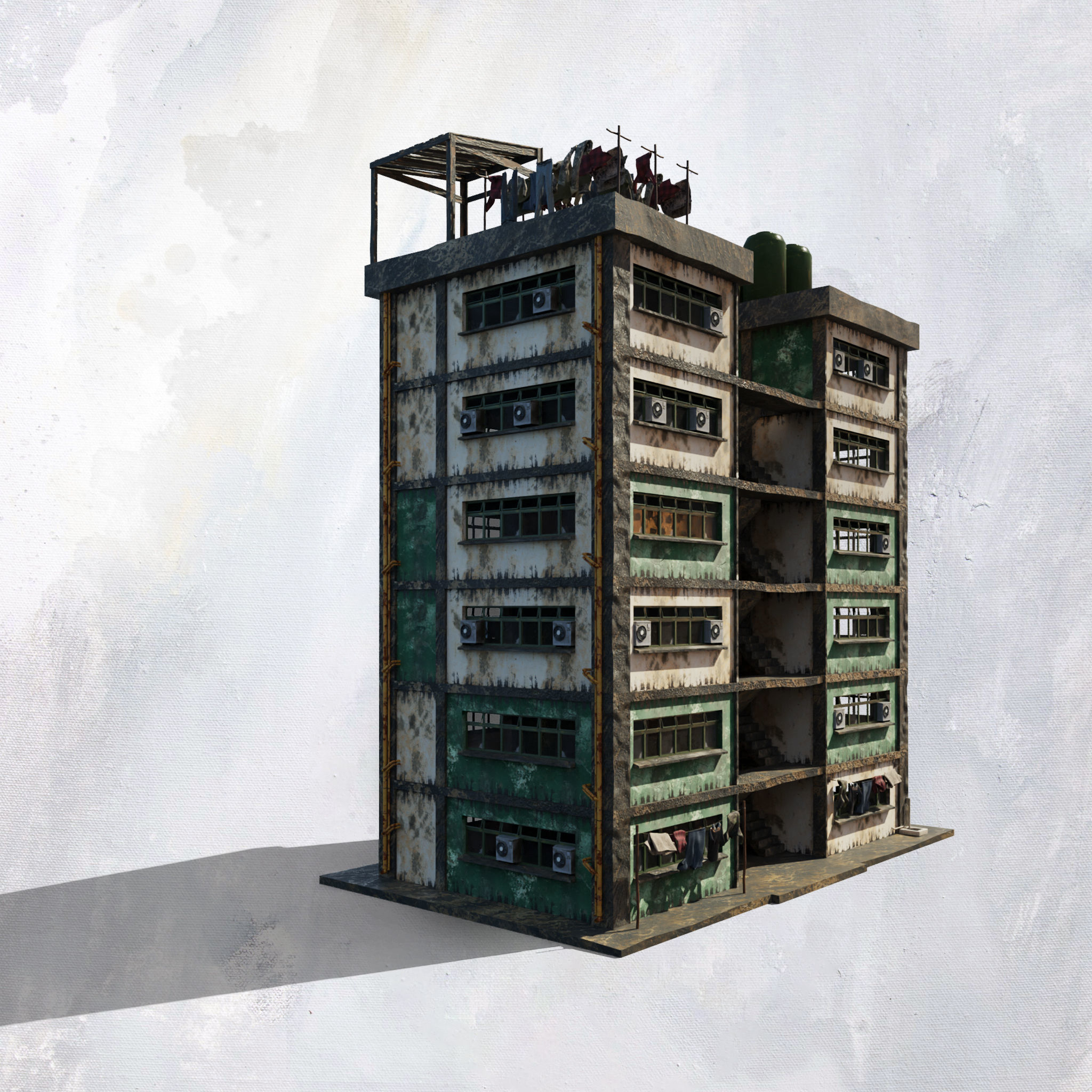Favela Inspired Old Post Apocalyptic 3d Buildings Assets Blender 3D ...