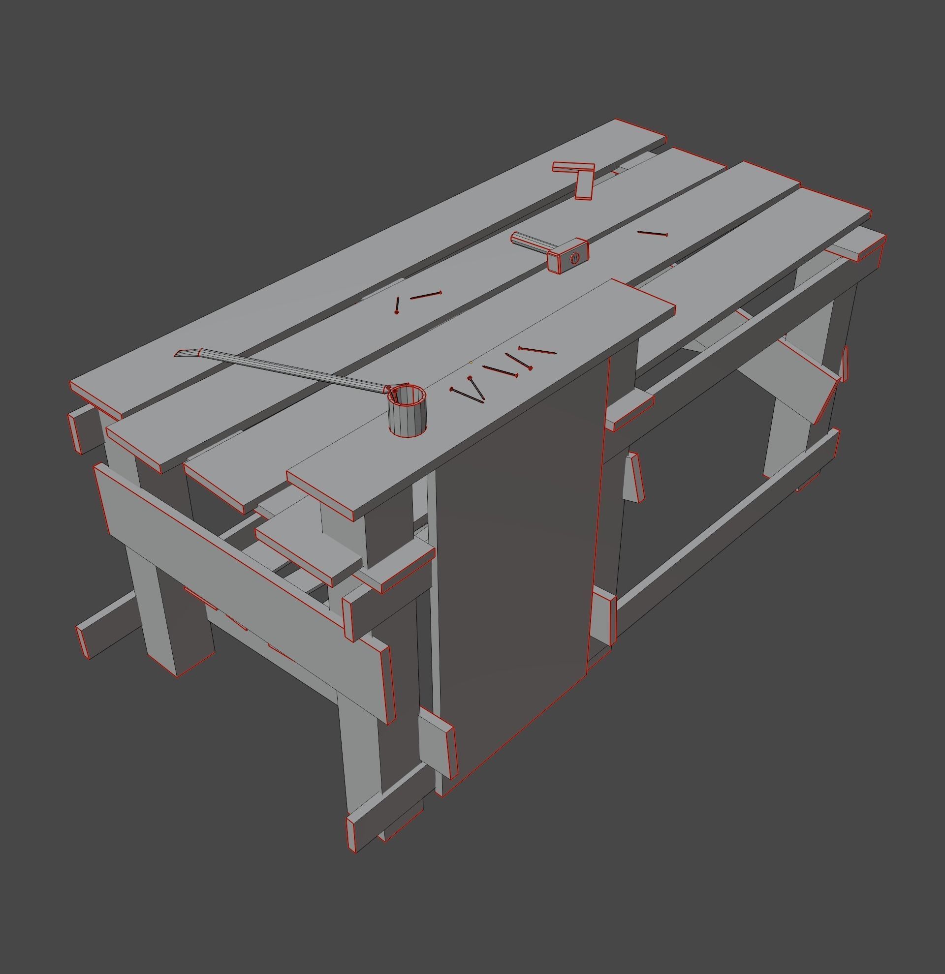 3D model Workbench PBR Low-poly game ready VR / AR / low-poly | CGTrader