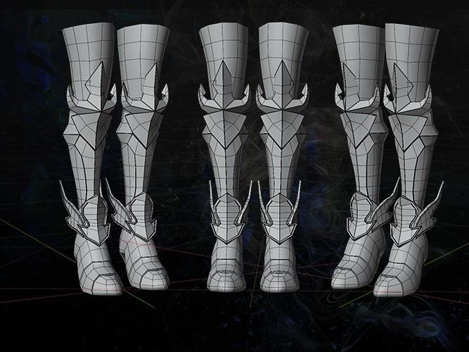 3D model Warrior leg armor female lowpoly game asset VR / AR / low-poly ...